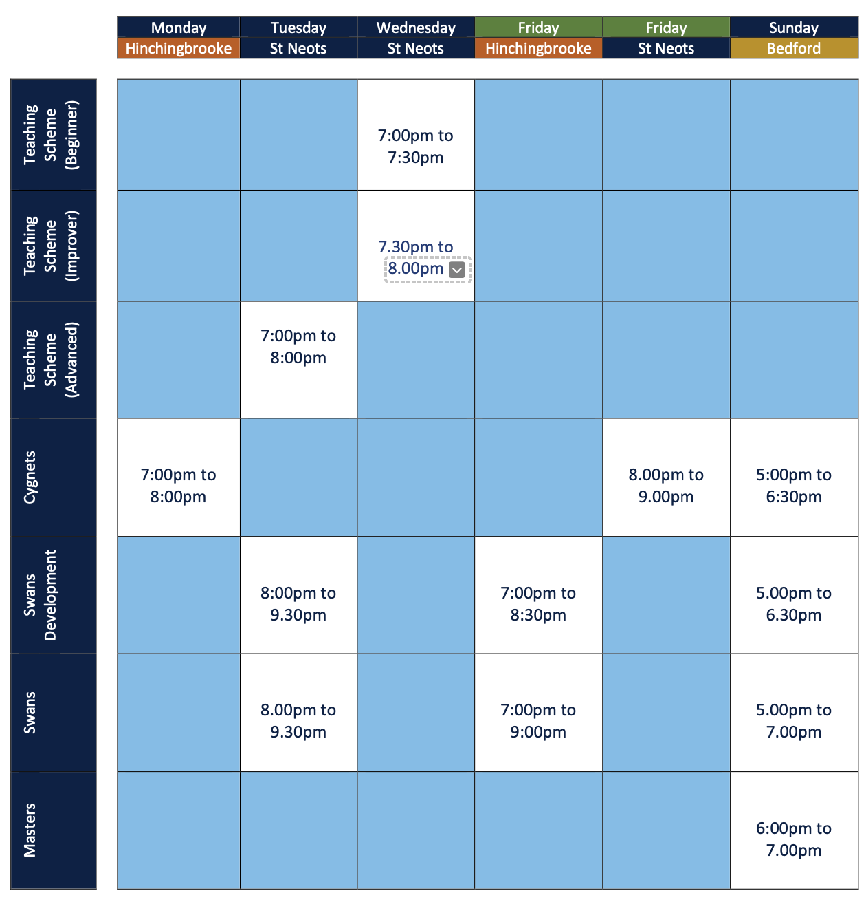 St Neots Swimming Club - When And Where Do We Meet?